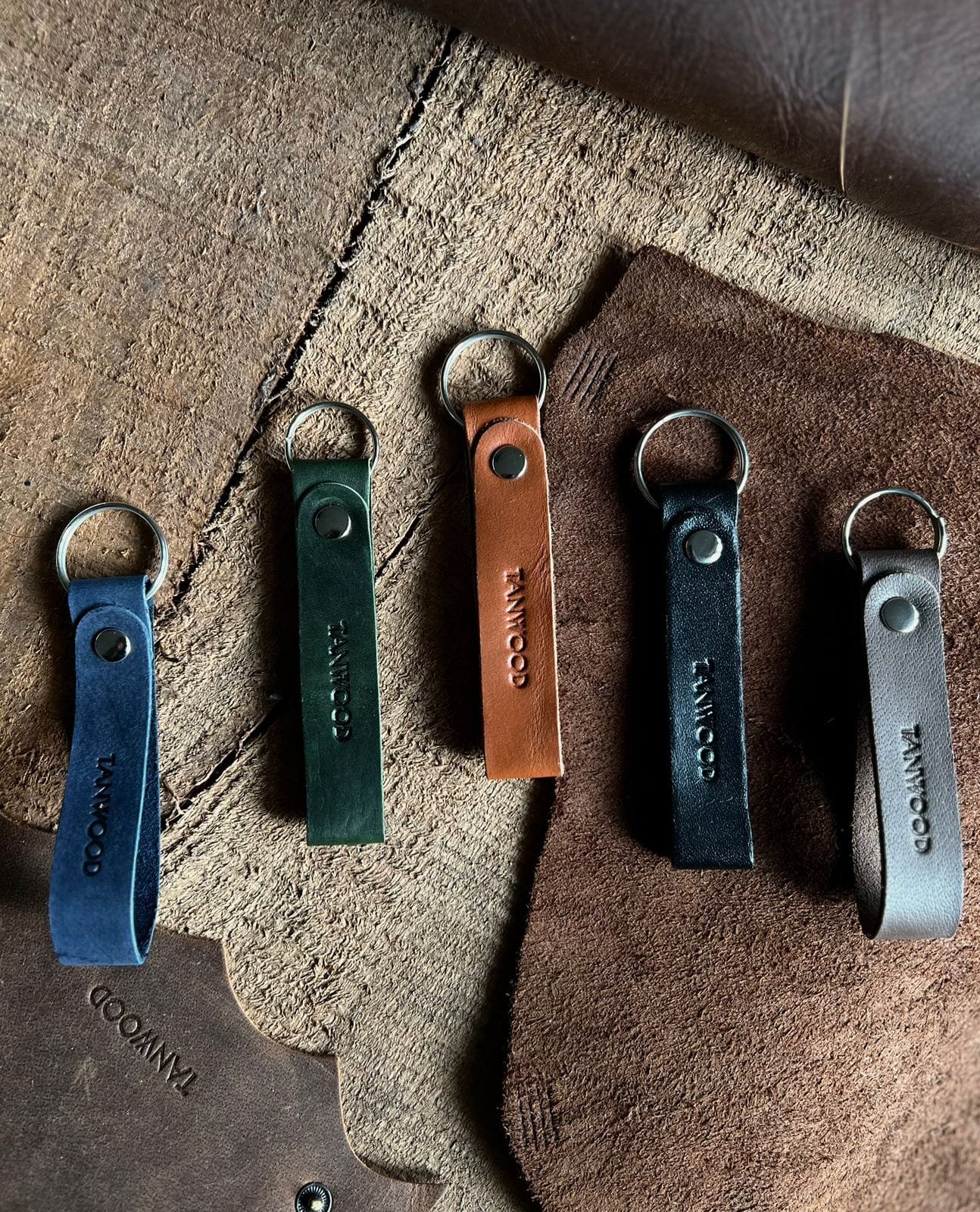 TANWOOD Pure leather Long Keychains- 5 pcs combo set - Tanwood Leather